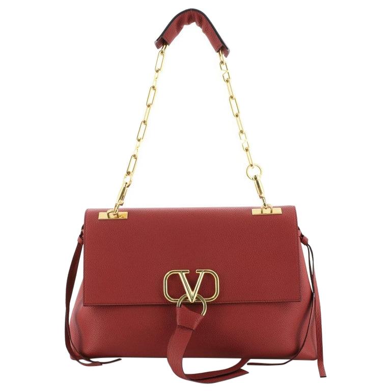 Valentino V-Ring Chain Shoulder Bag Leather Medium at 1stDibs
