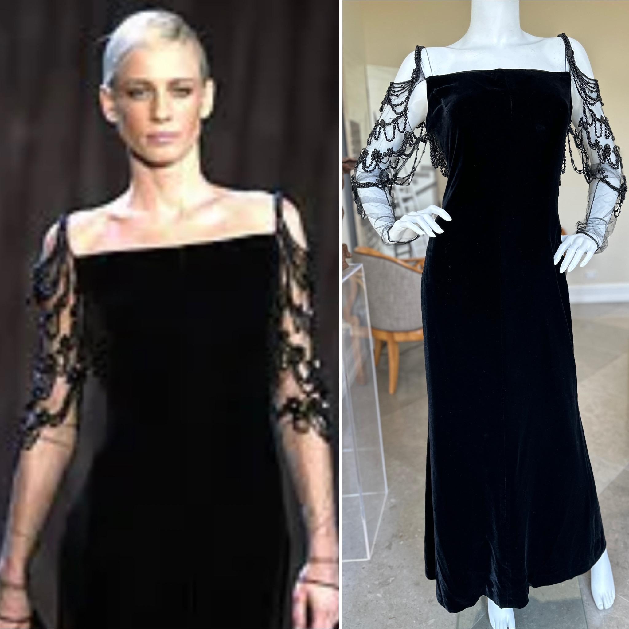 Valentino Vintage Black Velvet Evening Dress with Gorgeous Jet Beading ...