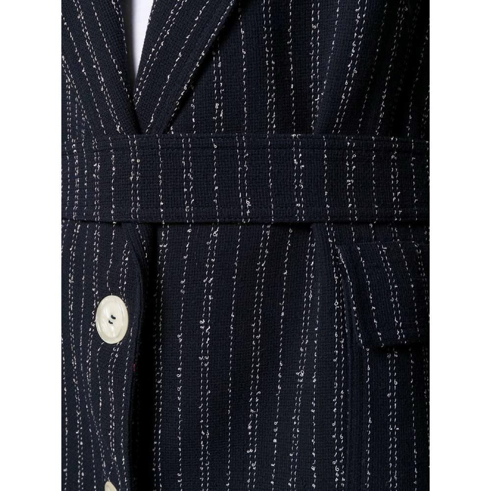 Valentino Vintage blue wool 80s coat with white stripes offset seam For ...