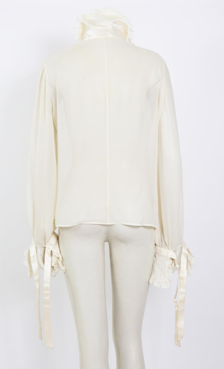 Valentino vintage cream 100% silk and lace ruffle blouse at 1stDibs | silk ruffle blouse, cream ...