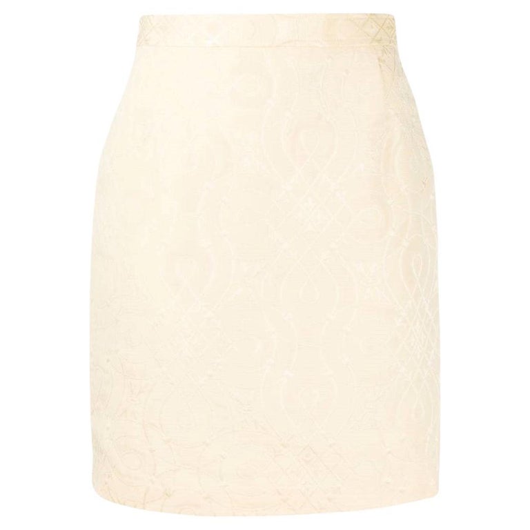 Valentino Vintage pastel yellow jacquard cotton mini 80s skirt For Sale ...