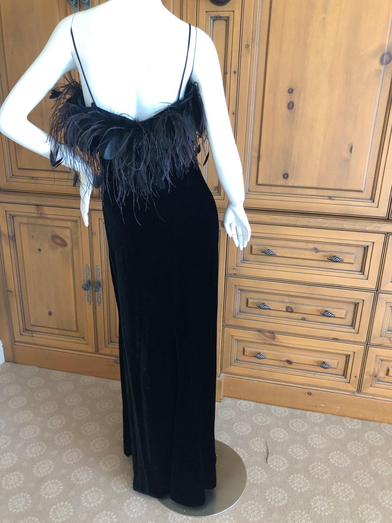 Valentino Vintage Velvet Feather Trimmed Evening Dress w Matching ...