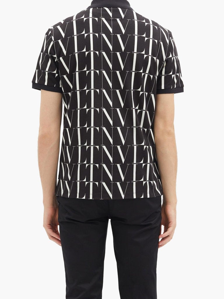 Valentino VLTN-print cotton polo shirt M For Sale at 1stDibs