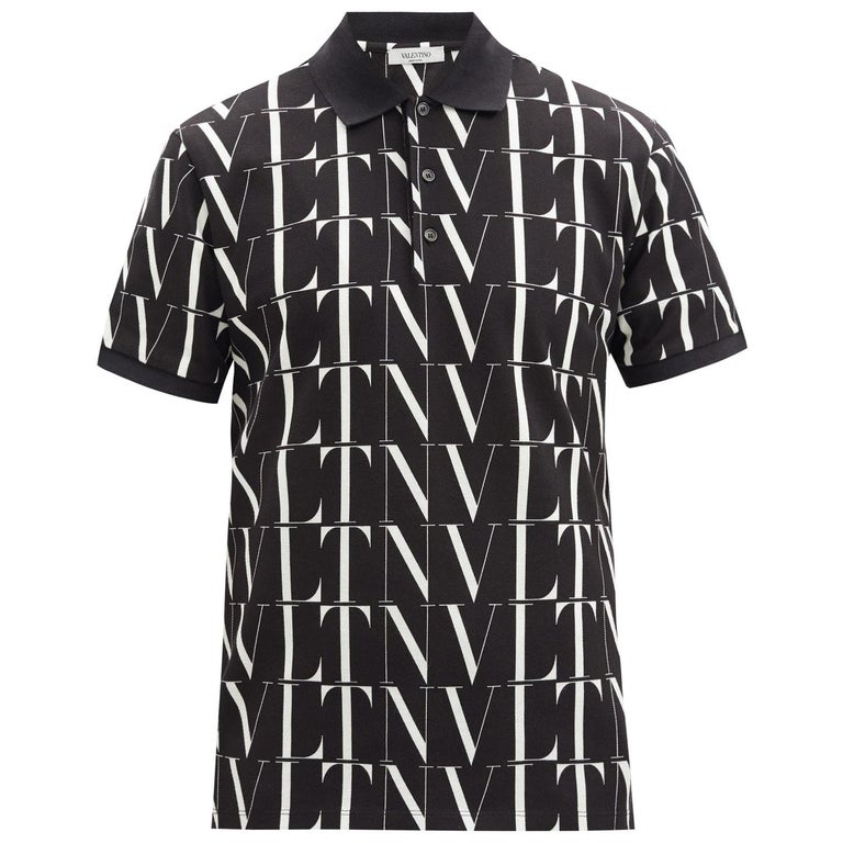 Valentino VLTN-print cotton polo shirt M For Sale at 1stDibs