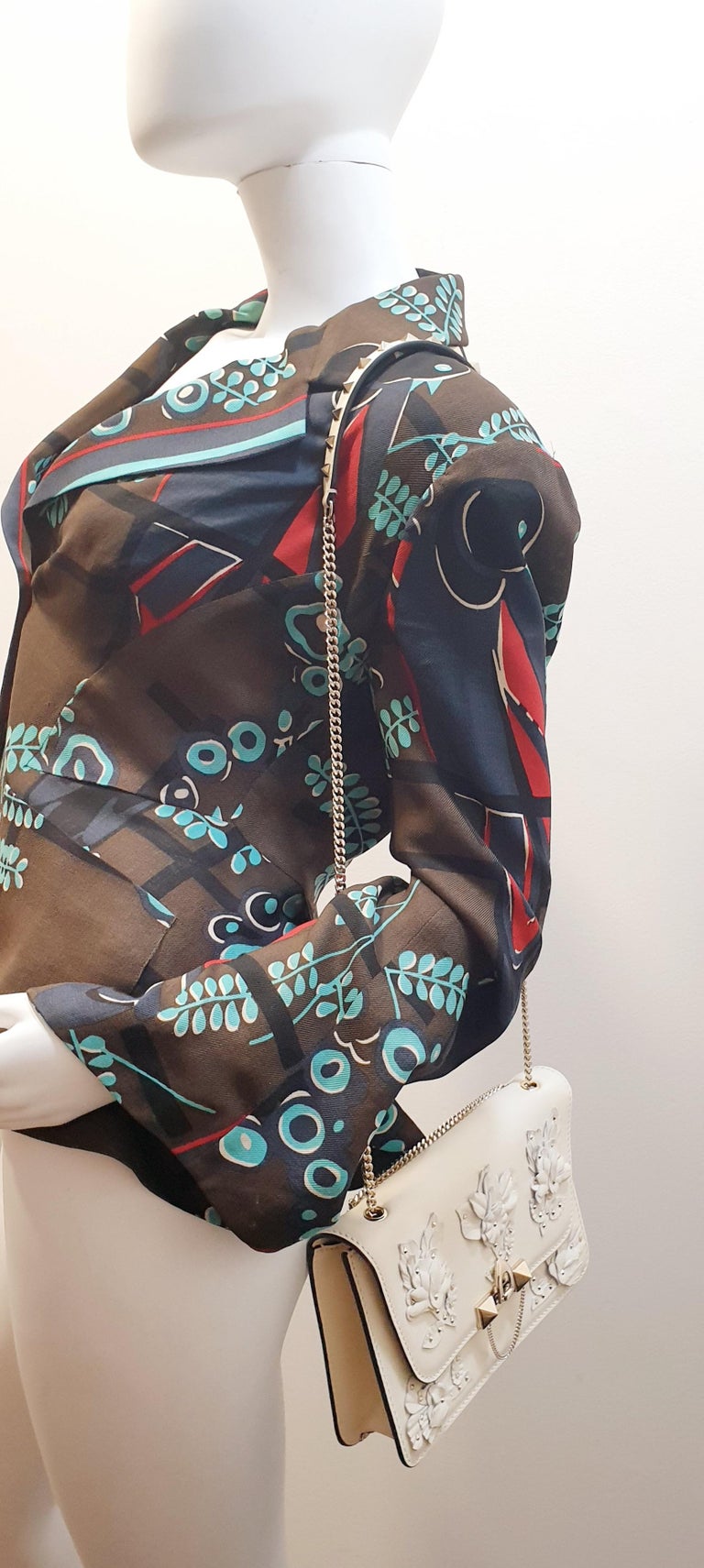 VALENTINO white beige leather FLOWER Flap Shoulder Bag at 1stDibs