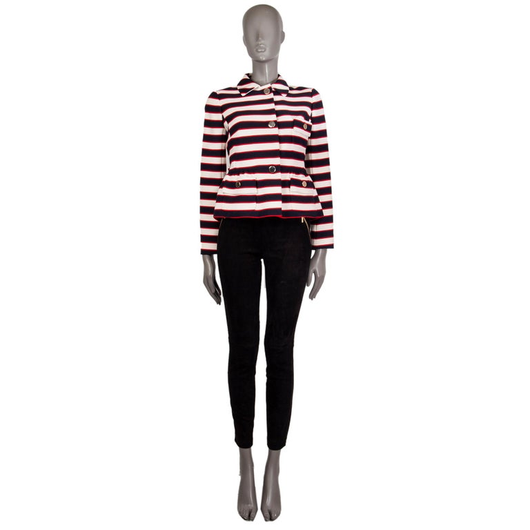 VALENTINO white blue red wool NAUTICAL STRIPED CROPPED Jacket 40 S For ...