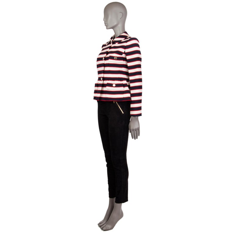 VALENTINO white blue red wool NAUTICAL STRIPED CROPPED Jacket 40 S For ...