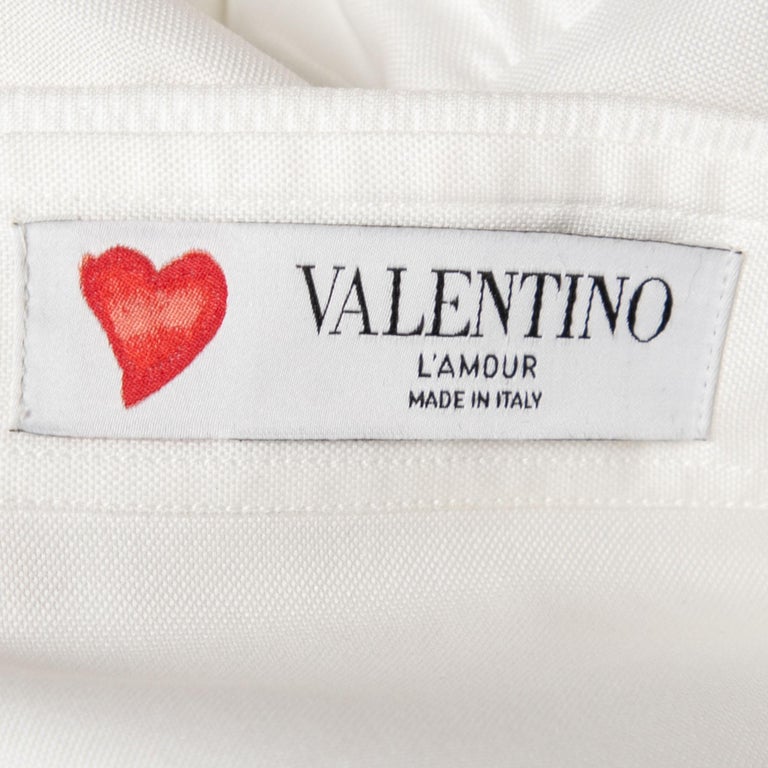 Valentino White Cotton Texture Paneled Button Front Peplum Shirt M For ...