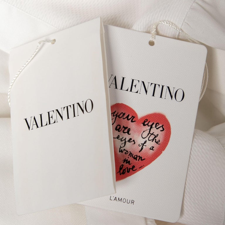 Valentino White Cotton Texture Paneled Button Front Peplum Shirt M For ...