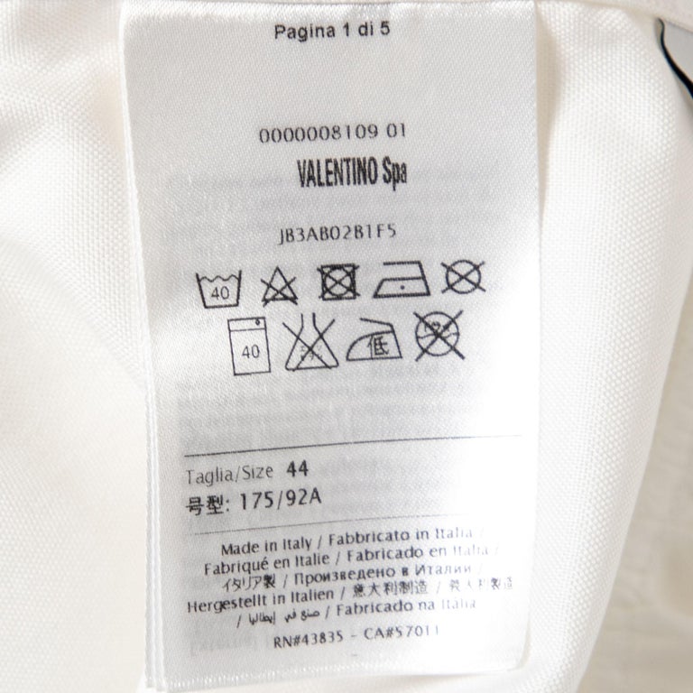Valentino White Cotton Texture Paneled Button Front Peplum Shirt M For ...