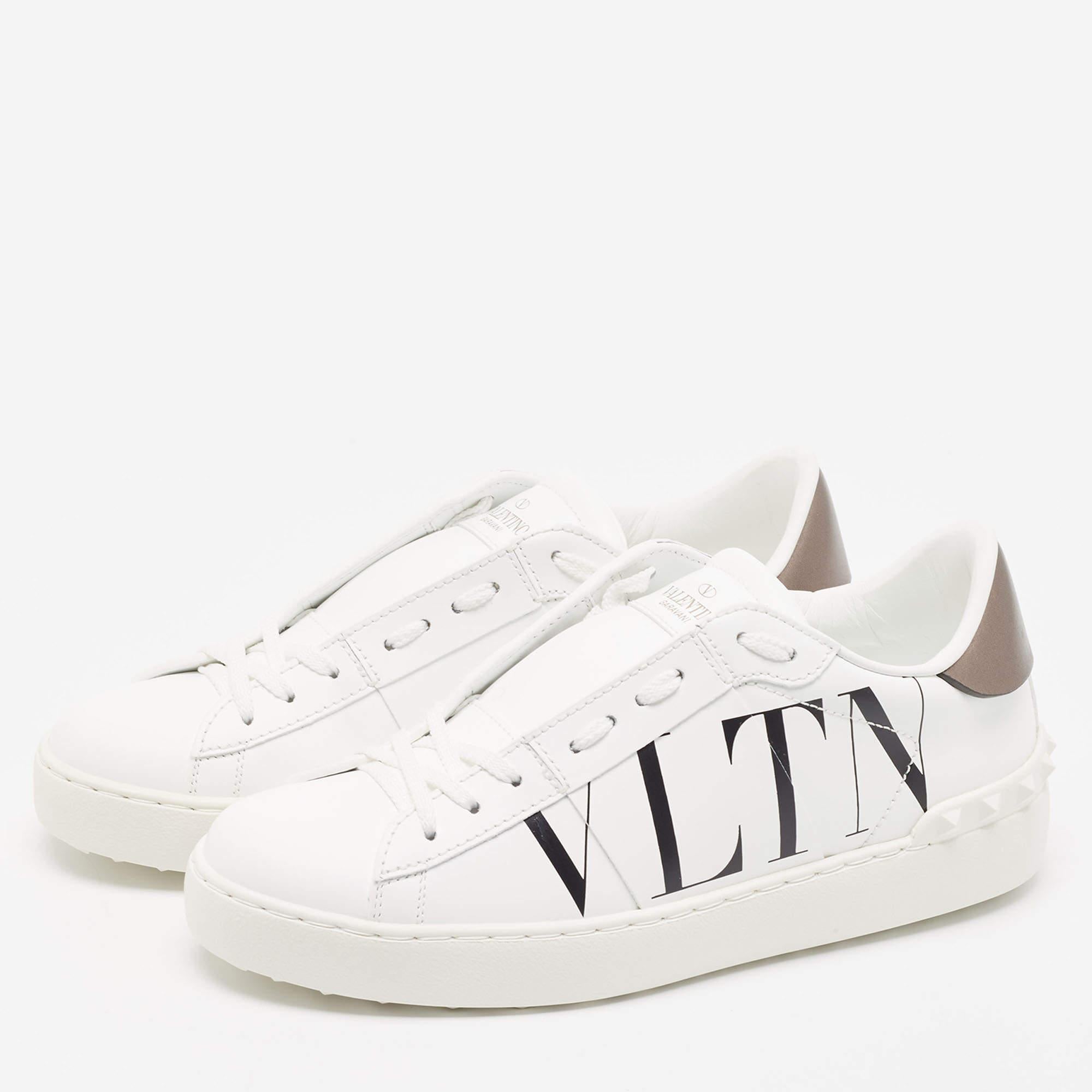 Valentino White Leather VLTN Logo Low Top Sneakers Size 38 For Sale at ...