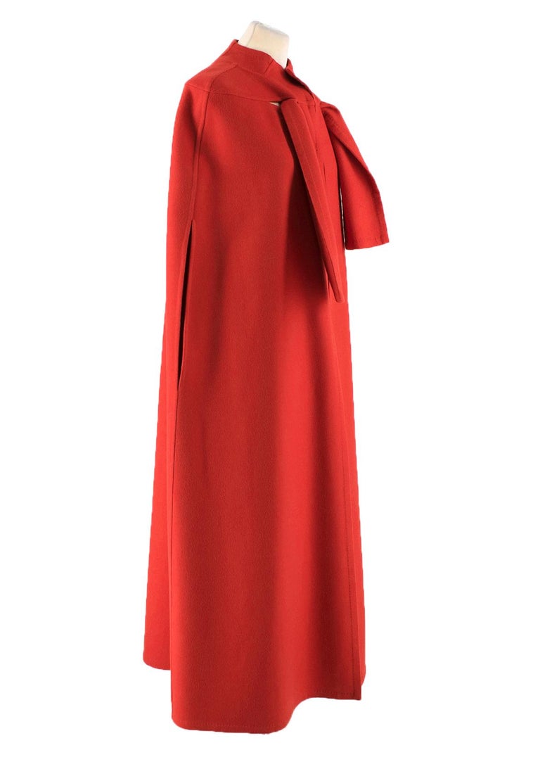 Valentino wool and cashmere-blend long red cape US 4 For Sale at ...