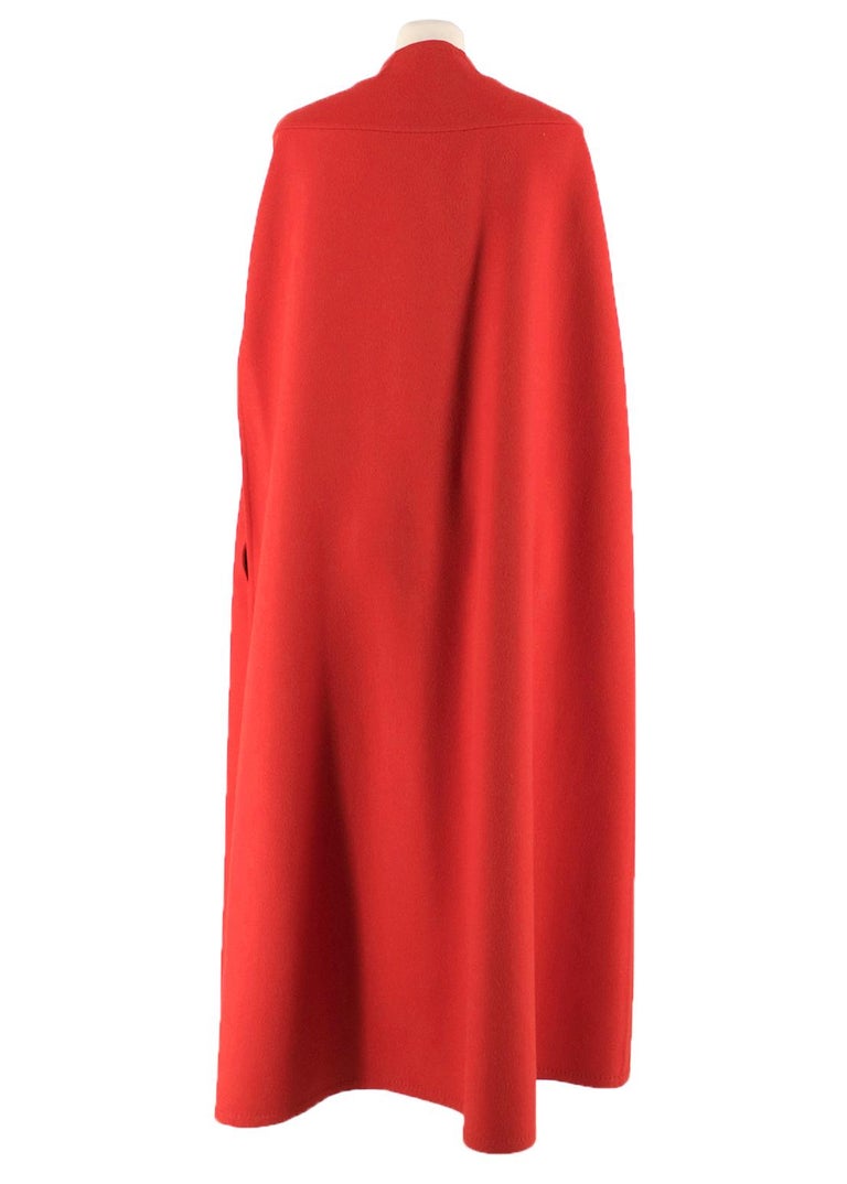 Valentino wool and cashmere-blend long red cape US 4 For Sale at ...