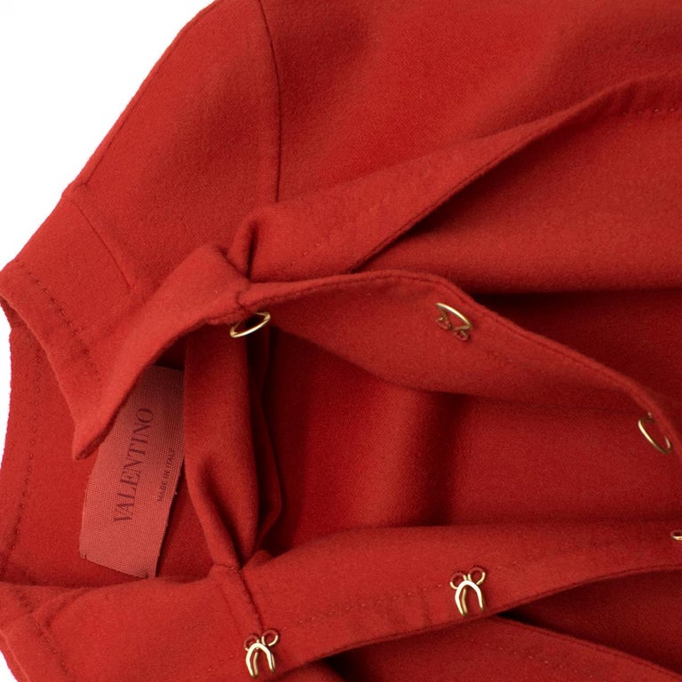 Valentino wool and cashmere-blend long red cape US 4 For Sale at ...