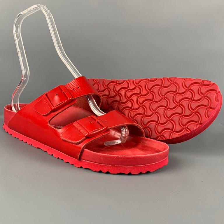 VALENTINO x BIRKENSTOCK Size 12 Red Leather Buckle Sandals For Sale at ...