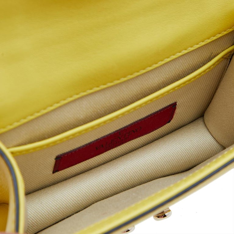 Valentino Yellow Leather Mini Glam Lock Shoulder Bag at 1stDibs