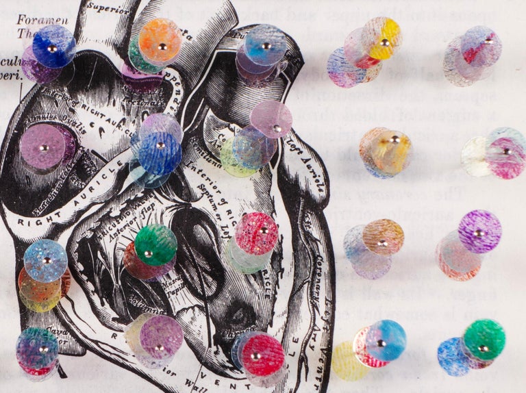 Valerie Huhn - 3D work on found book pages: 'Heart' For Sale at 1stDibs
