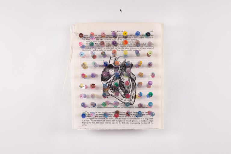 Valerie Huhn - 3D work on found book pages: 'Heart' For Sale at 1stDibs