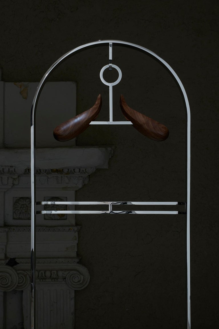 Valet Stand A by Honorific in Stainless Steel and Walnut with Emperador ...
