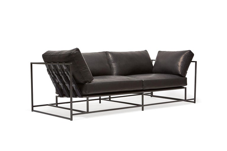 Valhalla Granite Leather and Blackened Steel Two-Seat Sofa For Sale at ...