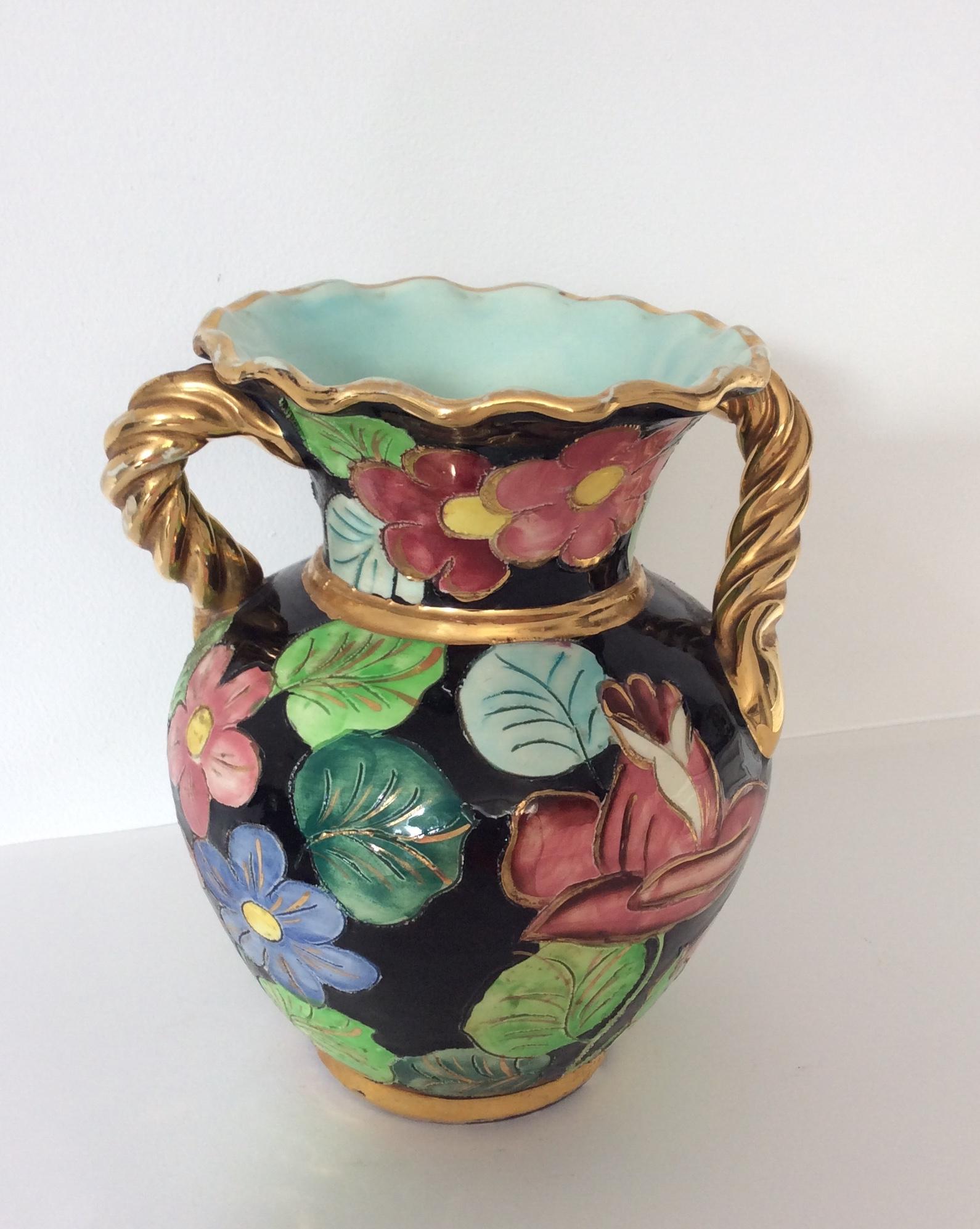 Midcentury Vallauris Ceramic Flower Vase For Sale at 1stDibs
