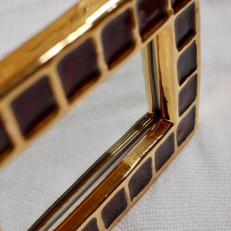 Vallauris Ceramic Mirror by François Lembo, Gold and Red, 1960s For ...