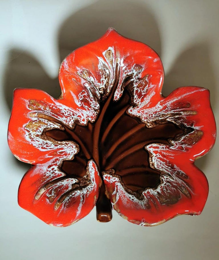 Vallauris France Colorful Ceramic Table Centerpiece Leaf Shaped For ...