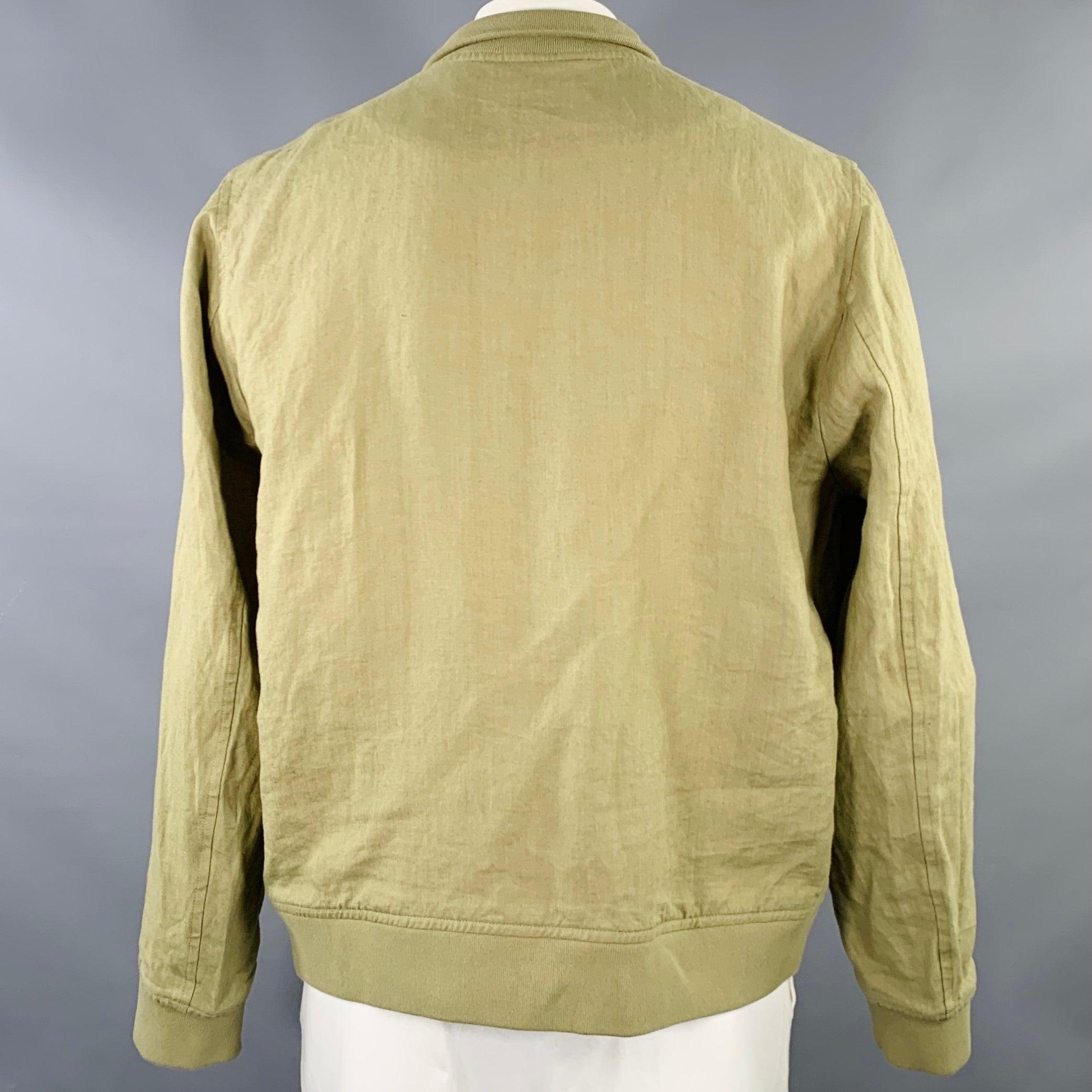 VALSTAR Size 46 Valstarino Green Olive Linen Bomber Jacket For Sale at ...