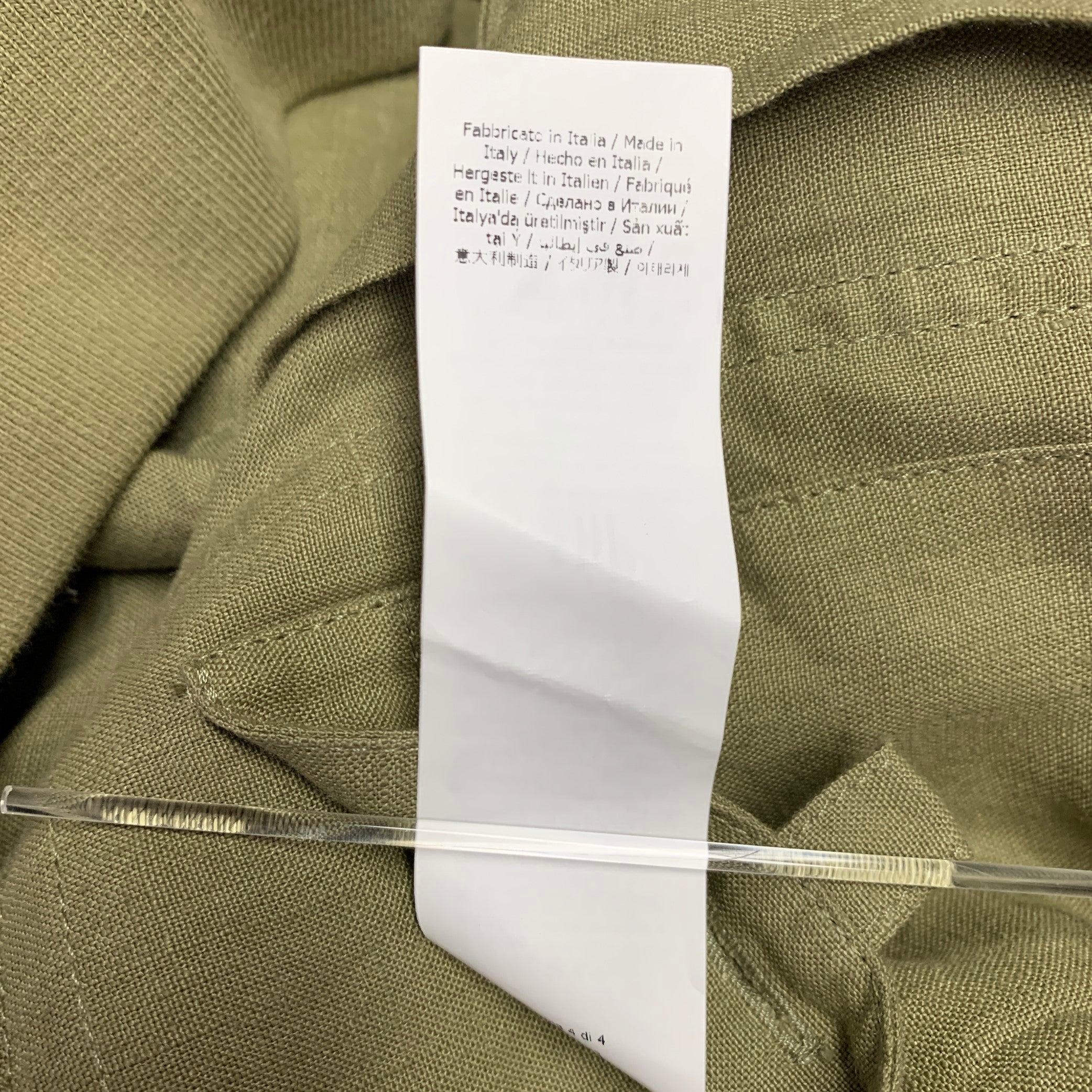 VALSTAR Size 46 Valstarino Green Olive Linen Bomber Jacket For Sale at ...