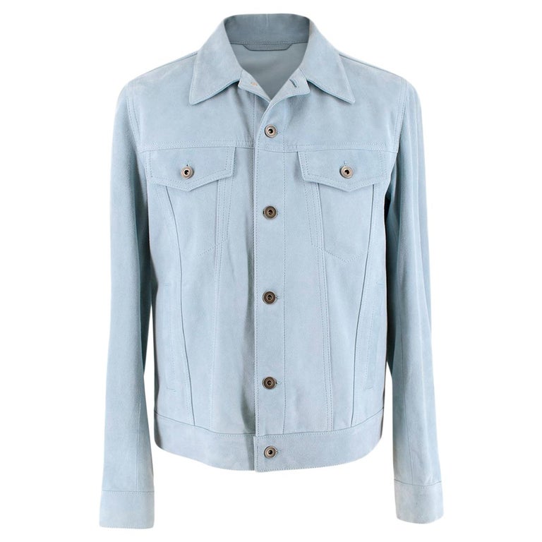 Valstar Sky Blue Suede Unlined Trucker Jacket - Us size 38 For Sale at ...