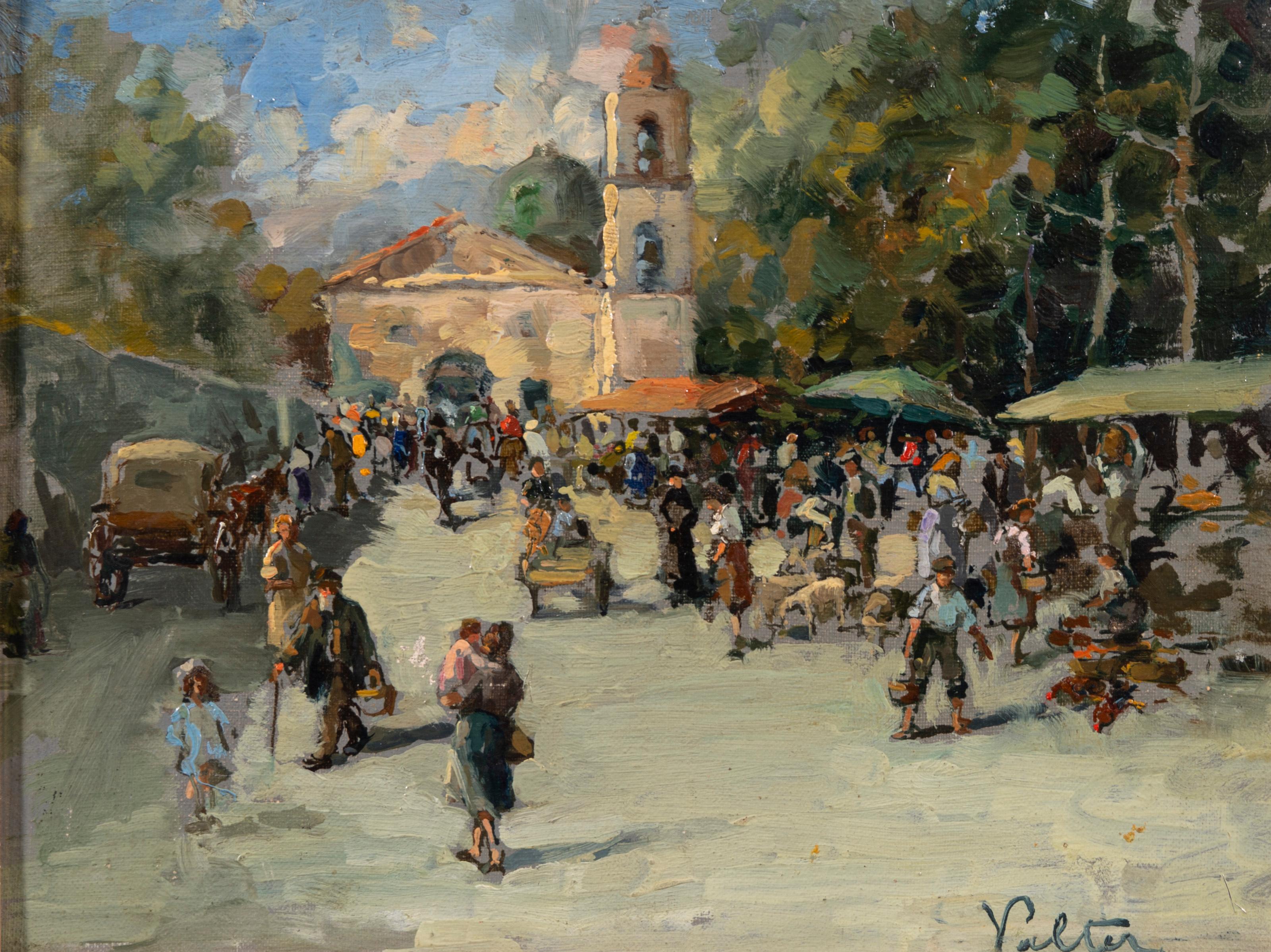 Unknown - 'European Street Scene', by an Unknown Artist, Oil on Canvas ...
