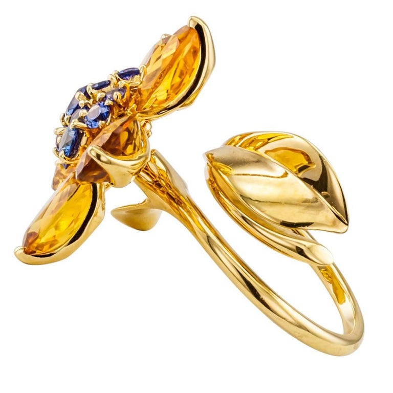 Van Cleef and Arpels Hawaii Citrine Sapphire Gold Ring at 1stDibs | van ...