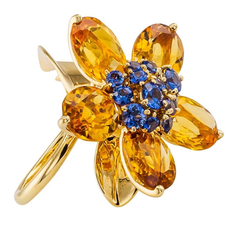 Van Cleef and Arpels Hawaii Citrine Sapphire Gold Ring at 1stDibs | van ...