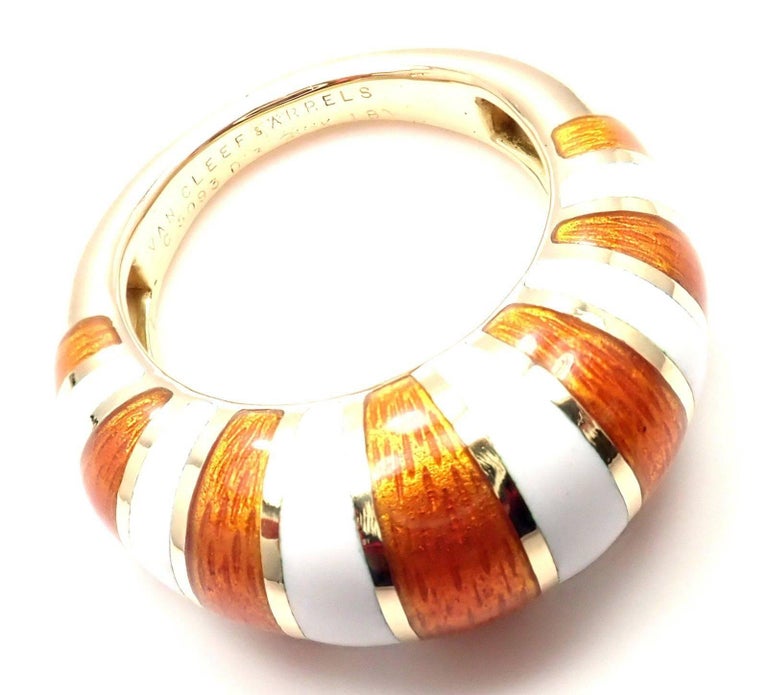 Van Cleef and Arpels Vintage Enamel Yellow Gold Band Ring at 1stDibs