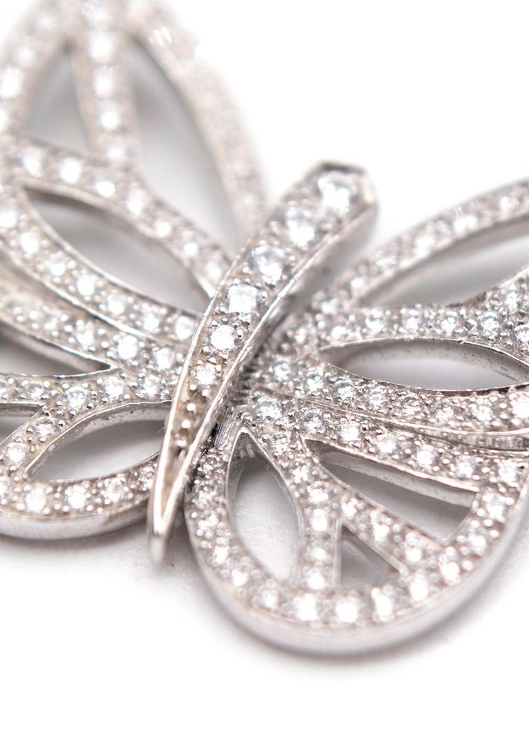 Van Cleef and Arpels 18ct White Gold Diamond Papillon Charm GM For Sale ...