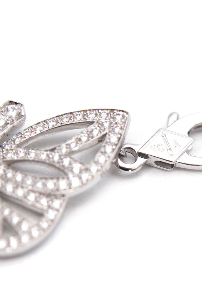 Van Cleef and Arpels 18ct White Gold Diamond Papillon Charm GM For Sale ...
