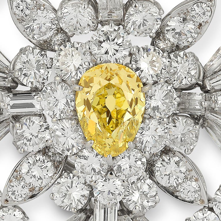 Van Cleef and Arpels Fancy Intense Yellow Diamond Brooch For Sale at ...