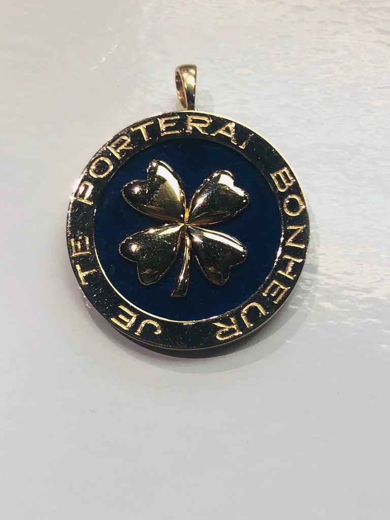 Van Cleef and Arpels JE TE PORTERAI BONHEUR Lapis Lazuli Charm Four ...
