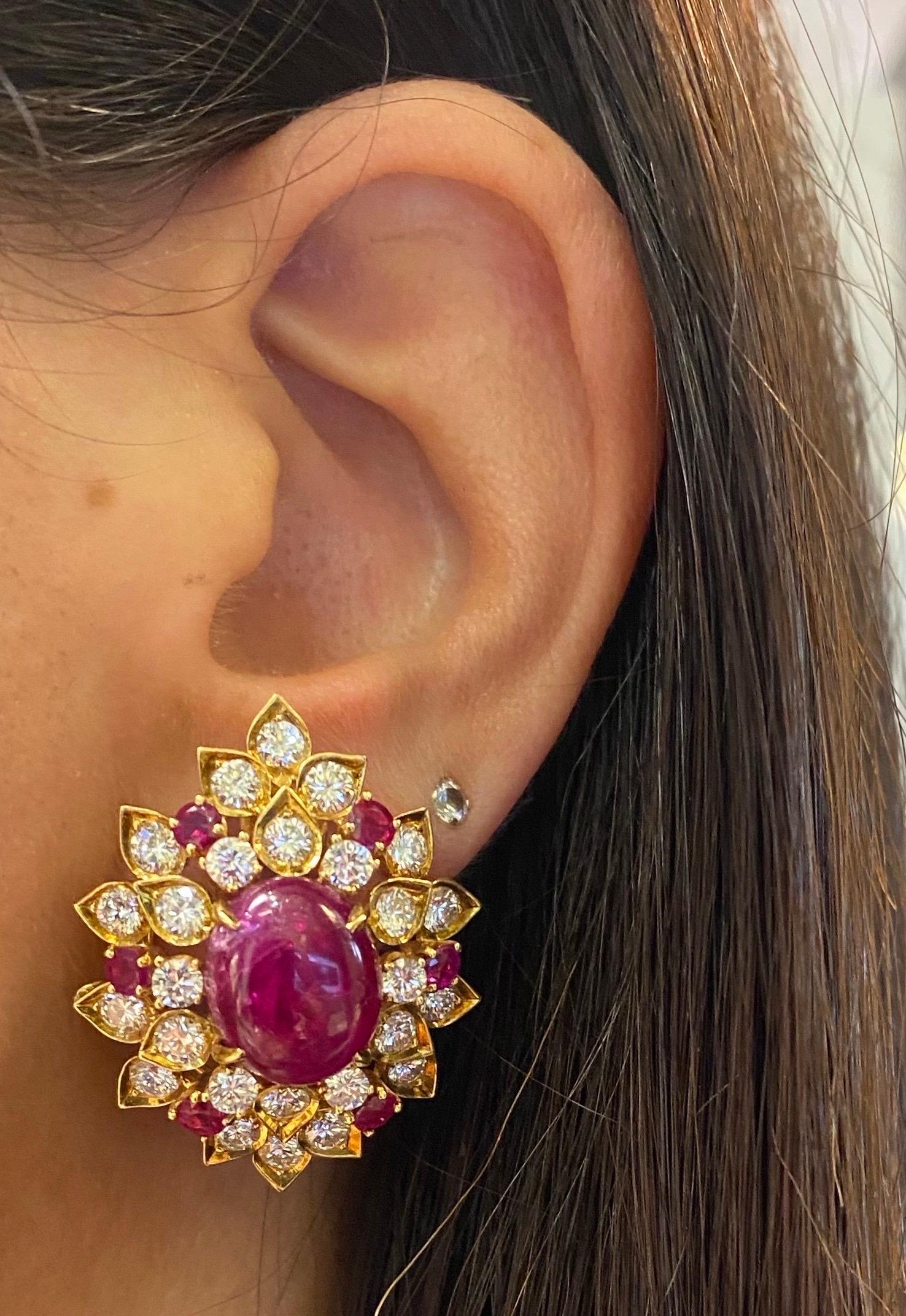Van Cleef and Arpels Ruby and Diamond Earrings For Sale at 1stDibs ...