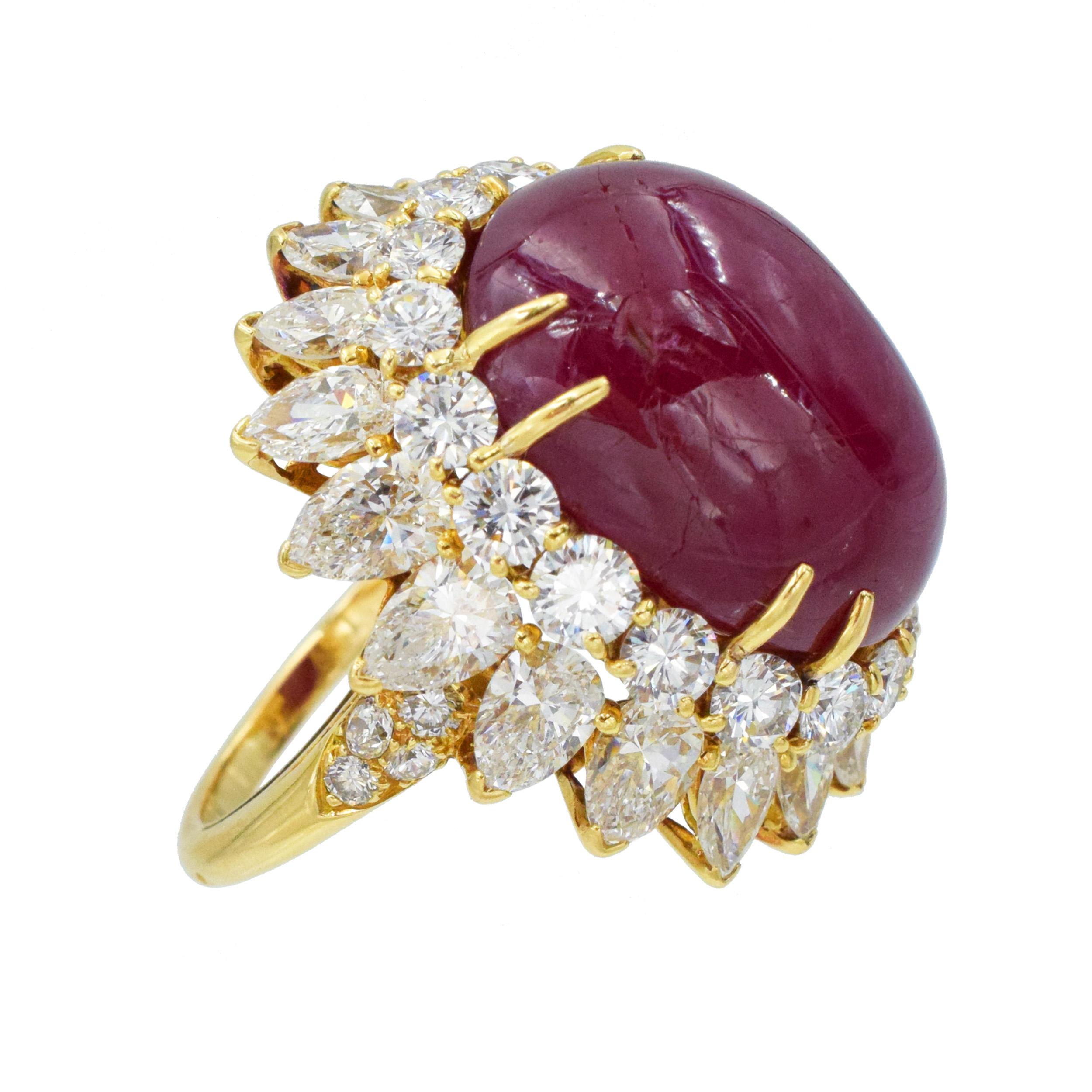 Van Cleef And Arpels Ruby and Diamond Earrings And Ring set In 18k ...