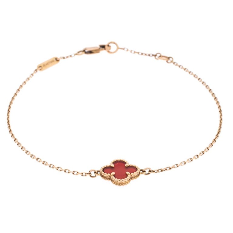Van Cleef and Arpels Sweet Alhambra Red Carnelian 18k Rose Gold ...