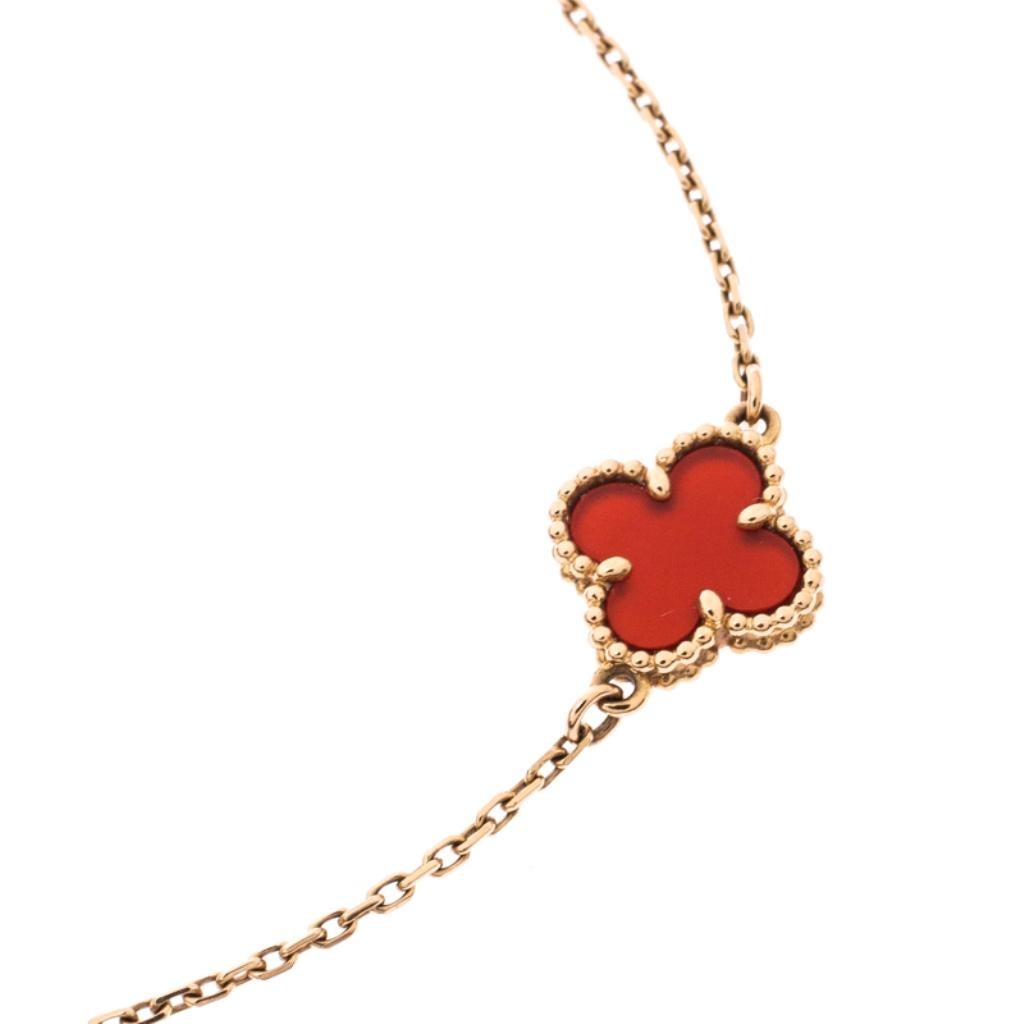 Van Cleef and Arpels Sweet Alhambra Red Carnelian 18k Rose Gold ...