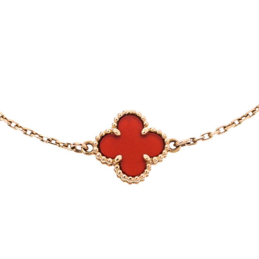 Van Cleef and Arpels Sweet Alhambra Red Carnelian 18k Rose Gold ...