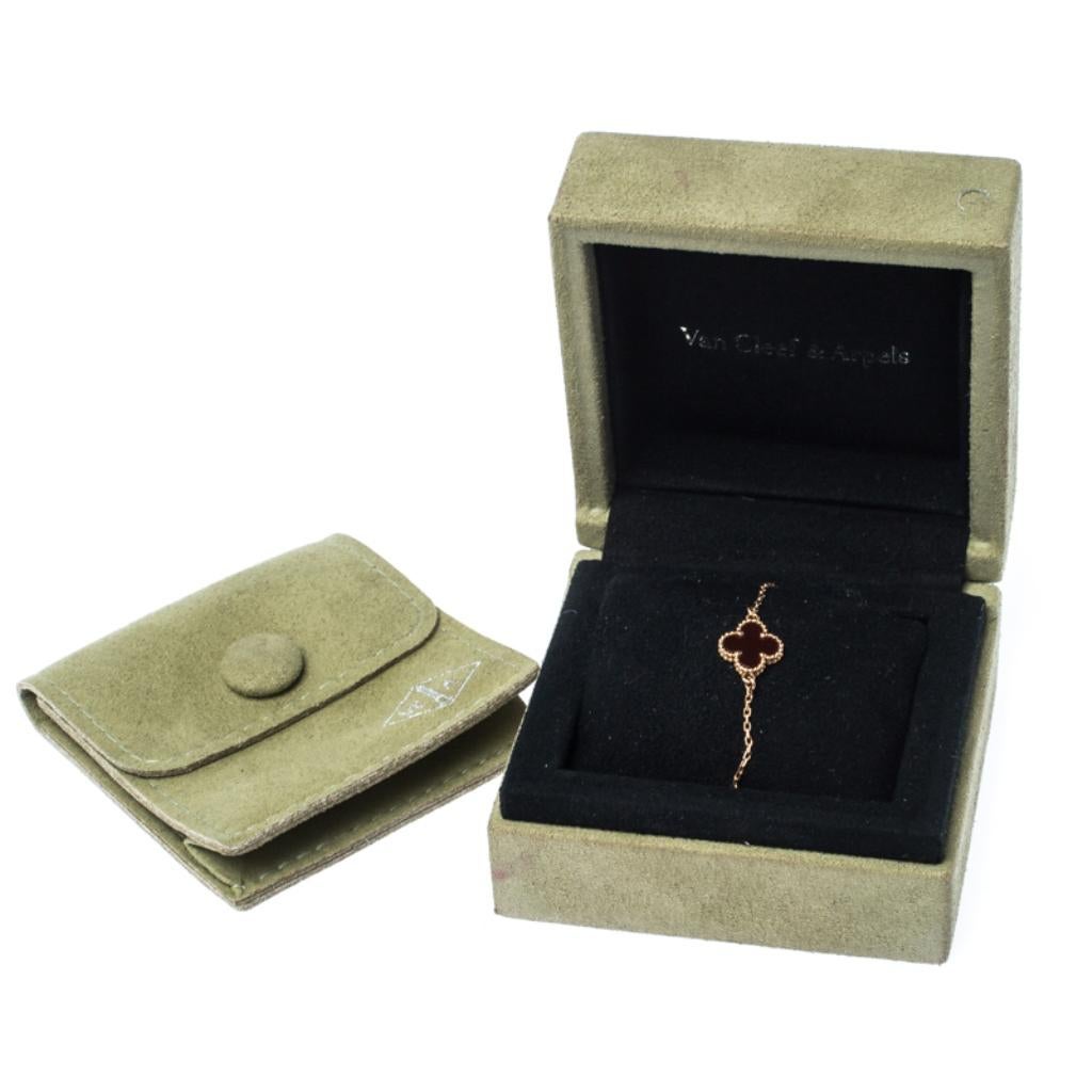 Van Cleef and Arpels Sweet Alhambra Red Carnelian 18k Rose Gold ...