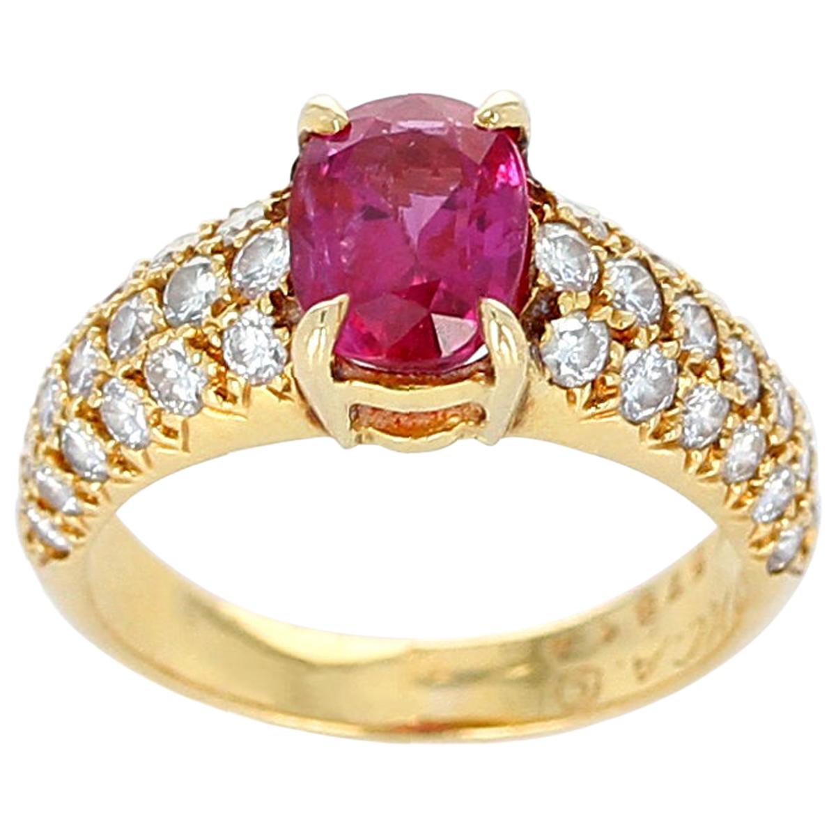 Van Cleef and Arpels Natural Unenhanced Ruby and Diamond Ring, circa ...