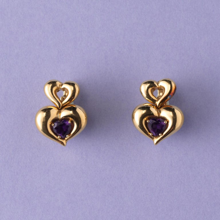Van Cleef and Arpels 18 Carat Gold Heart Shaped Earrings and Ring with ...