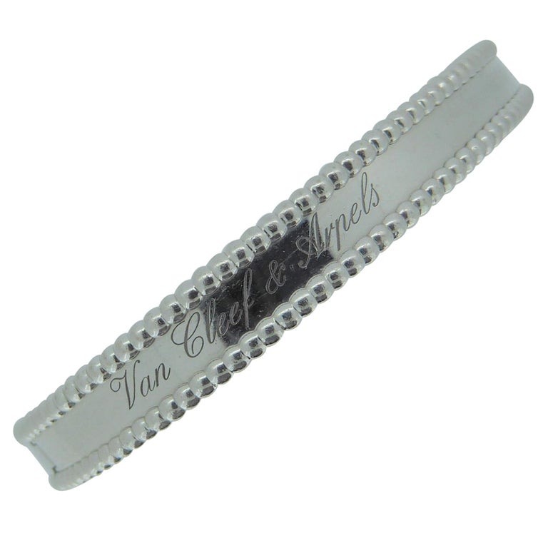 Van Cleef and Arpels 18 Carat White Gold Perlee Signature Bangle ...