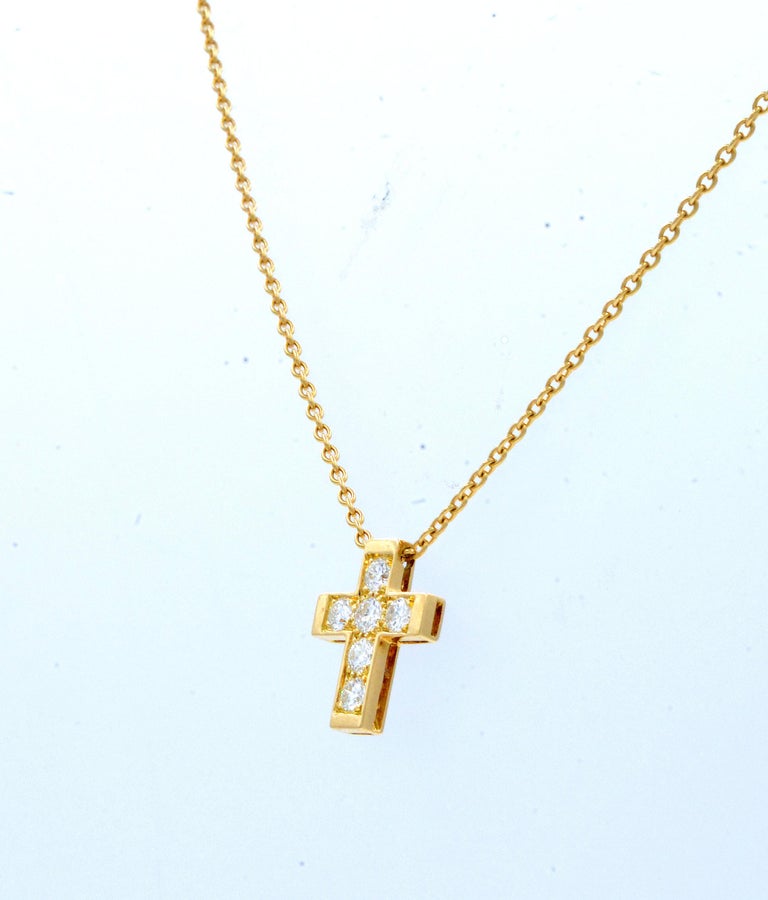 Van Cleef and Arpels 18 Karat Gold Diamond Cross Pendant Necklace 0.24 ...