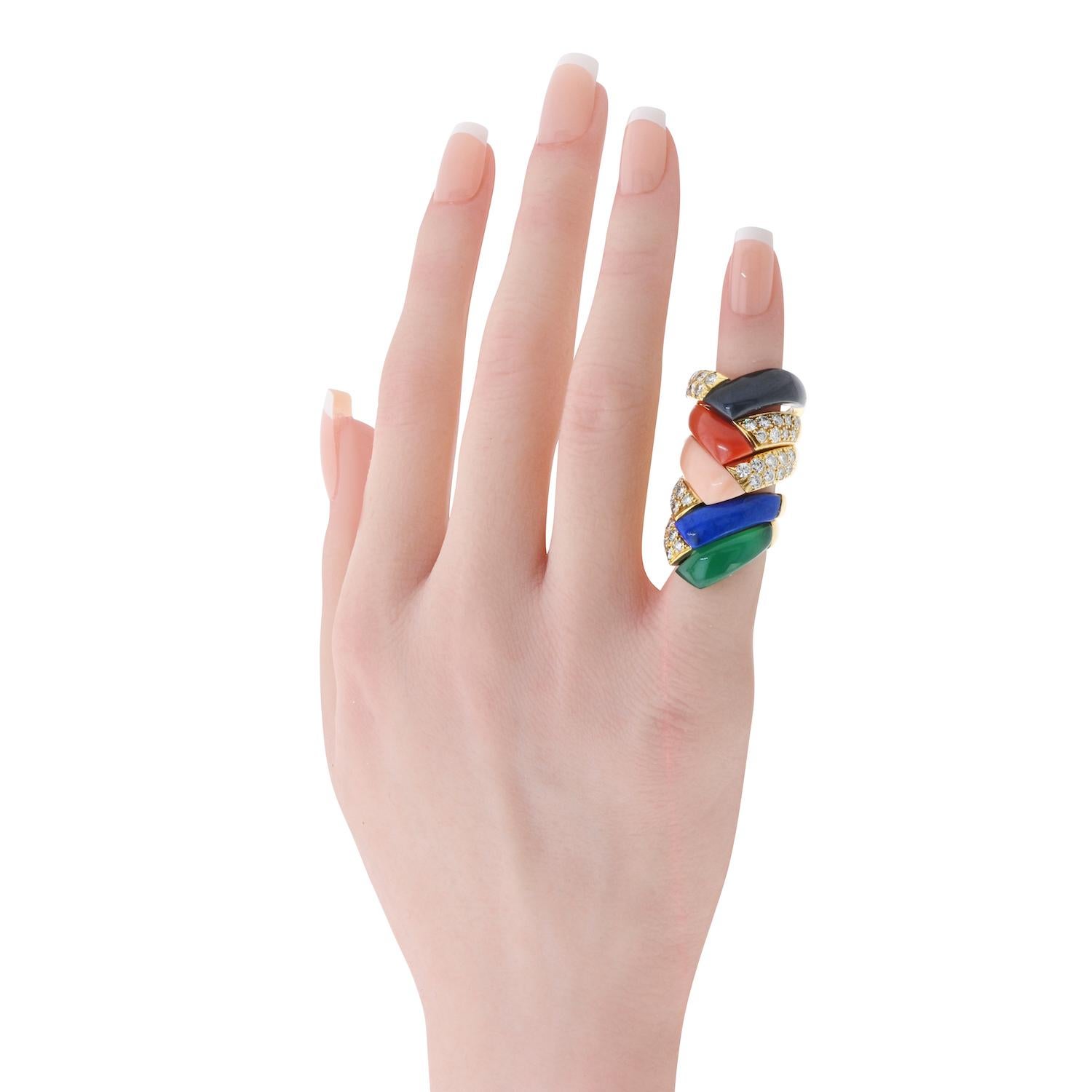 Van Cleef and Arpels 18 Karat Yellow Gold Diamonds Multi-Color Gem ...