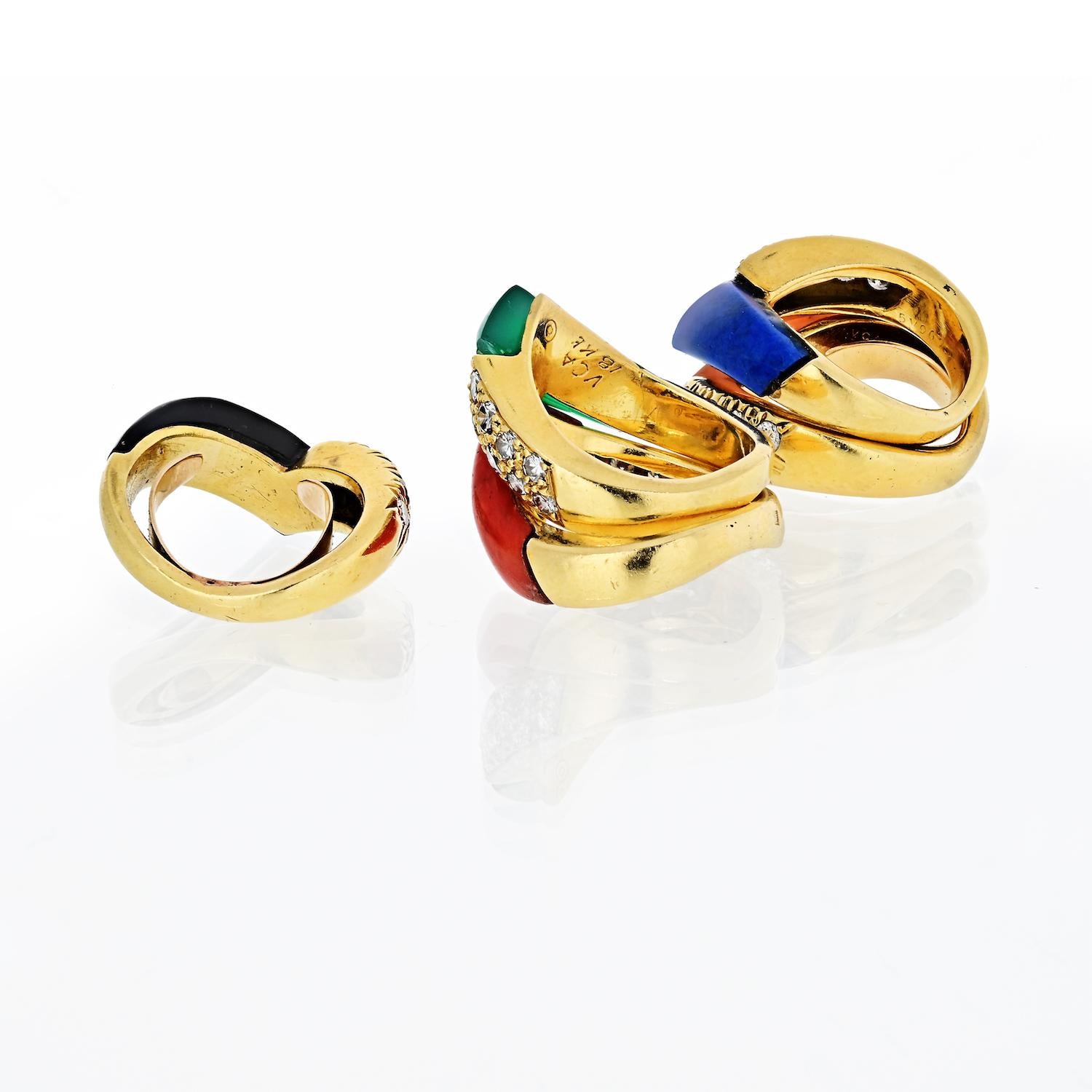 Van Cleef and Arpels 18 Karat Yellow Gold Diamonds Multi-Color Gem ...